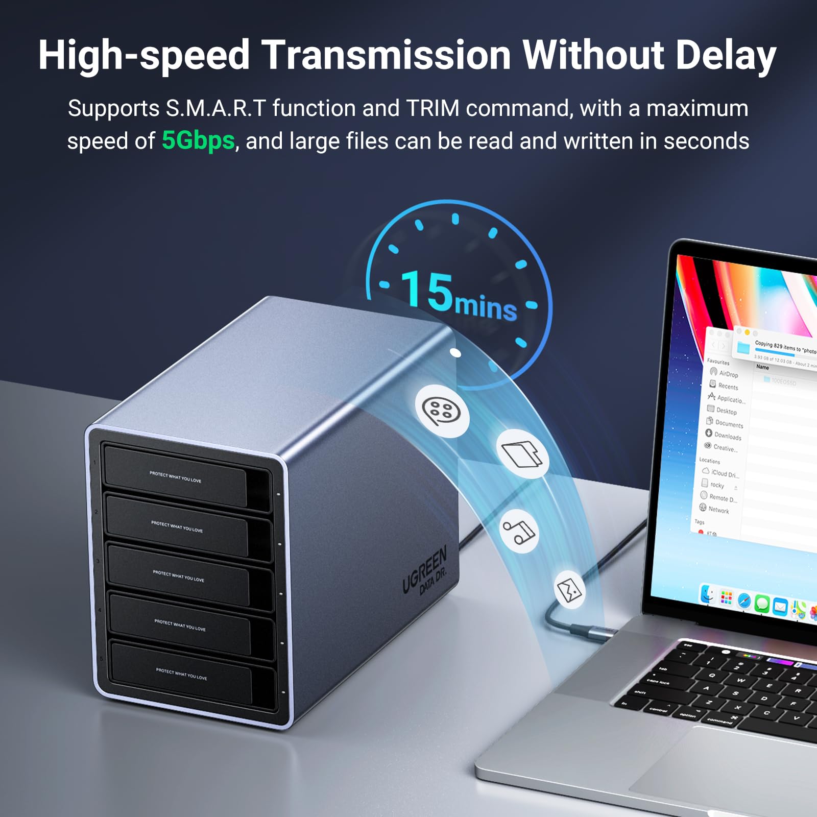 5-Bay Hard Drive Enclosure - 100TB RAID USB-C Docking Station – UGREEN US