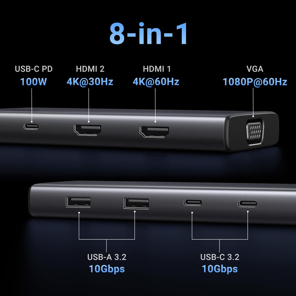 UGREEN 8 in 1 USB C 4K Docking Station Dual Monitor – UGREEN US
