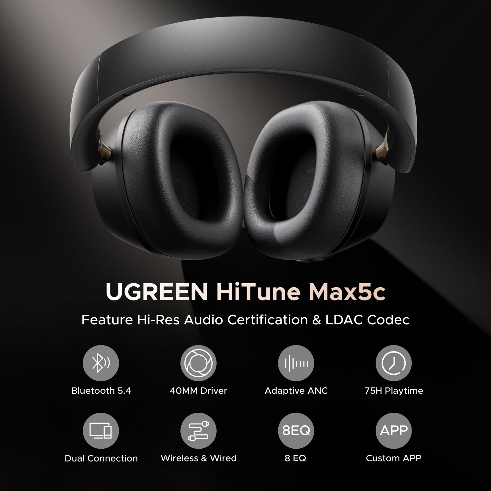 UGREEN HiTune MAX 5C Bluetooth Headphones (Over-Ear, Noise-Canceling ...