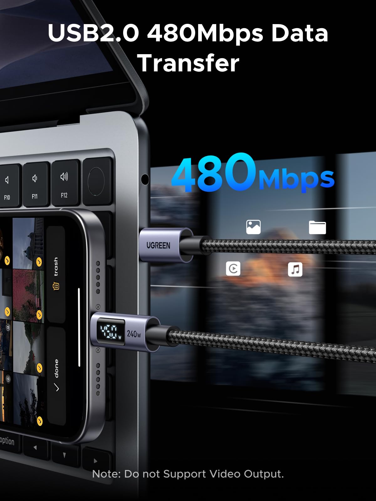 UGREEN USB-C Cable (240W, Digital Display, 480Mbps) | UGREEN US